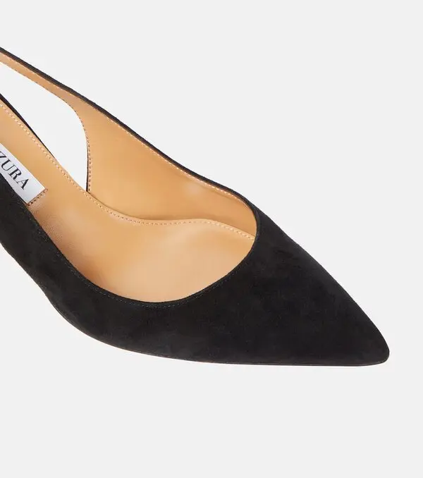 AQUAZZURA Bow Tie 50 Suede Pumps - Black