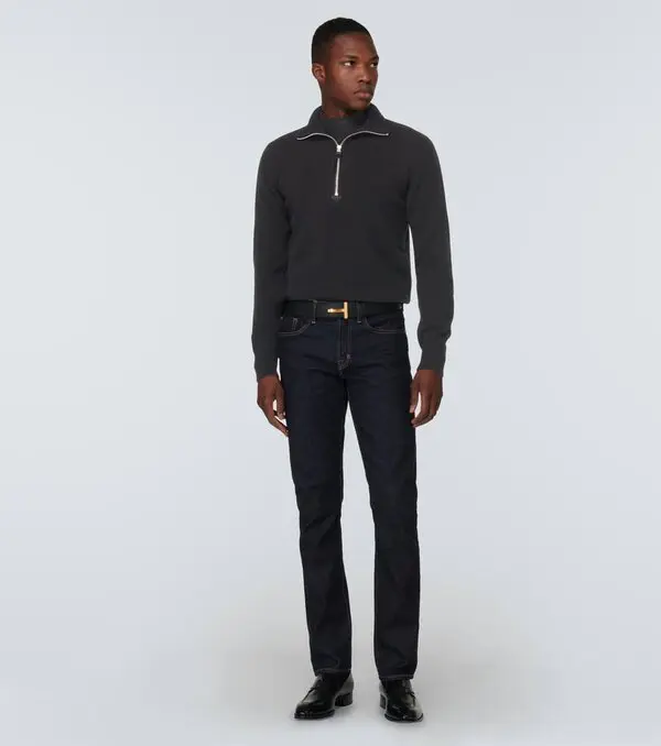 TOM FORD Wool And Cashmere-blend Half-zip Sweater