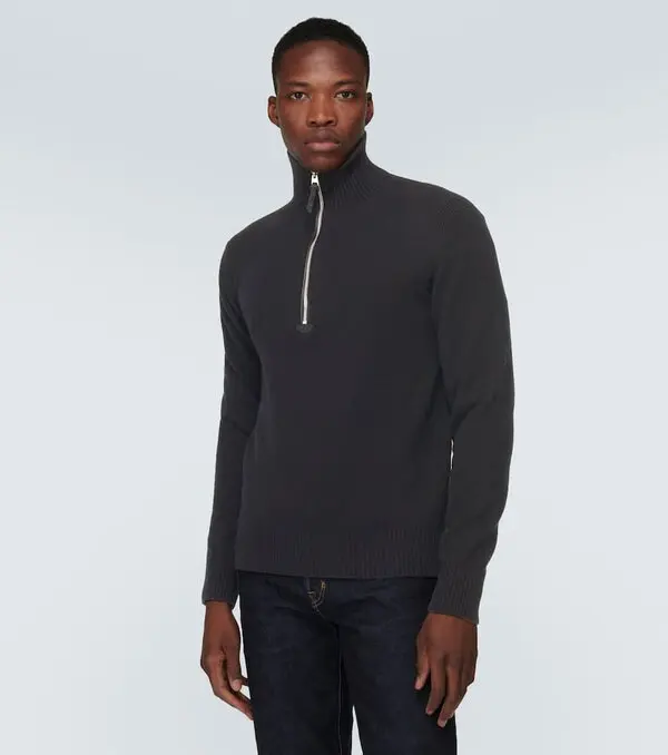 TOM FORD Wool And Cashmere-blend Half-zip Sweater