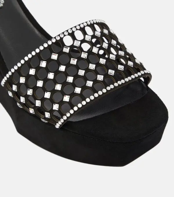 Rene Caovilla Embellished Suede Platform Slides