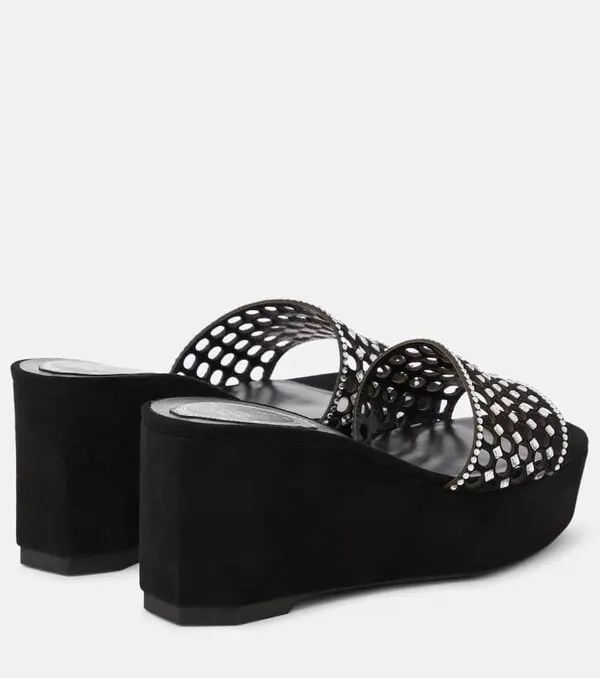Rene Caovilla Embellished Suede Platform Slides