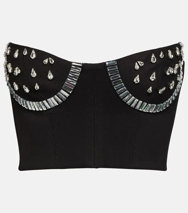 AREA Crystal-embellished Bustier - Black