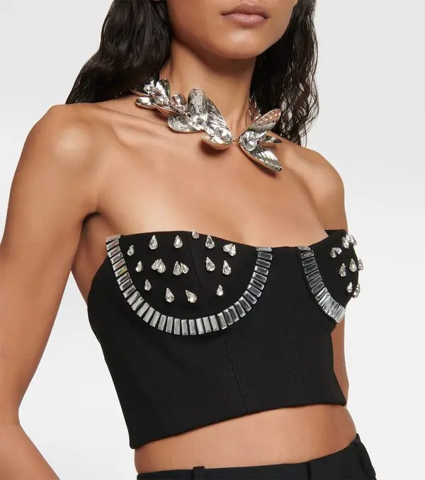 AREA Crystal-embellished Bustier