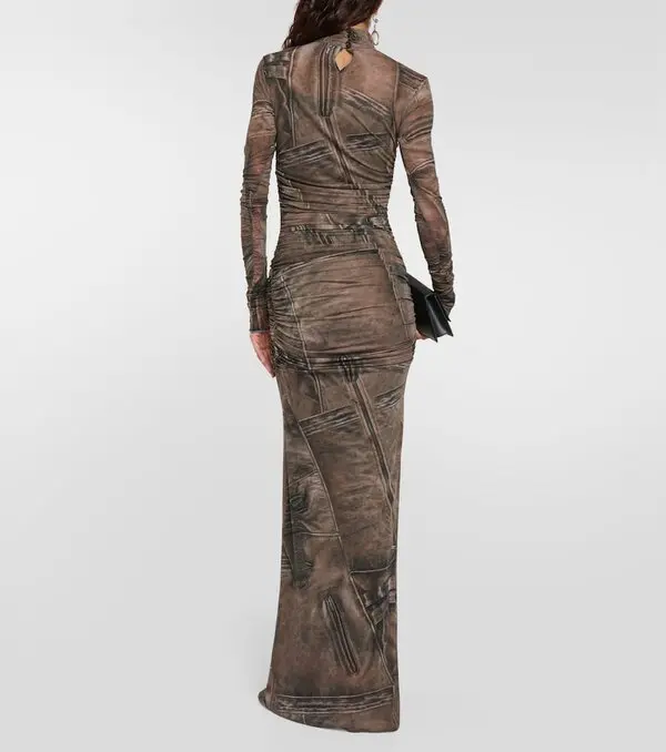 Blumarine Printed High-neck Gown