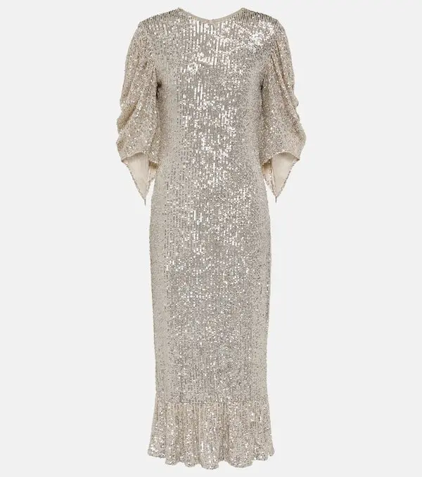 ROBERTA EINER Drama Sequined Midi Dress