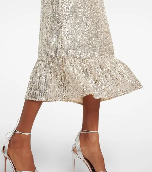 ROBERTA EINER Drama Sequined Midi Dress