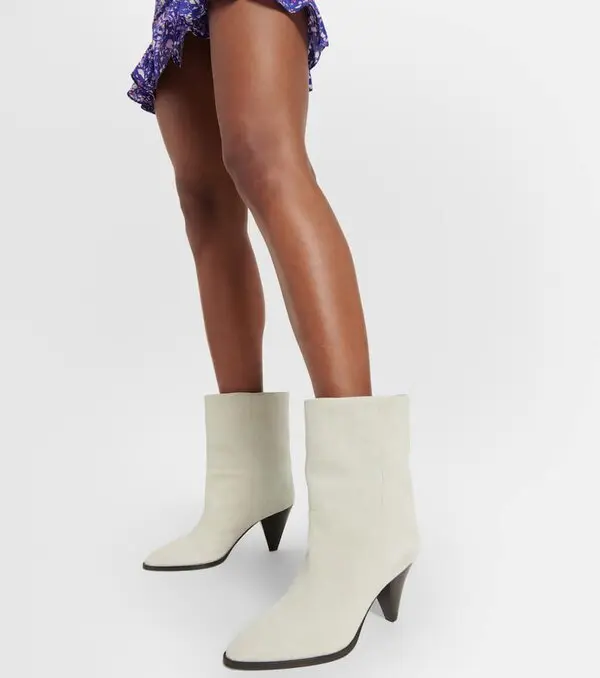 Isabel Marant Étoile Suede Ankle Boots - White