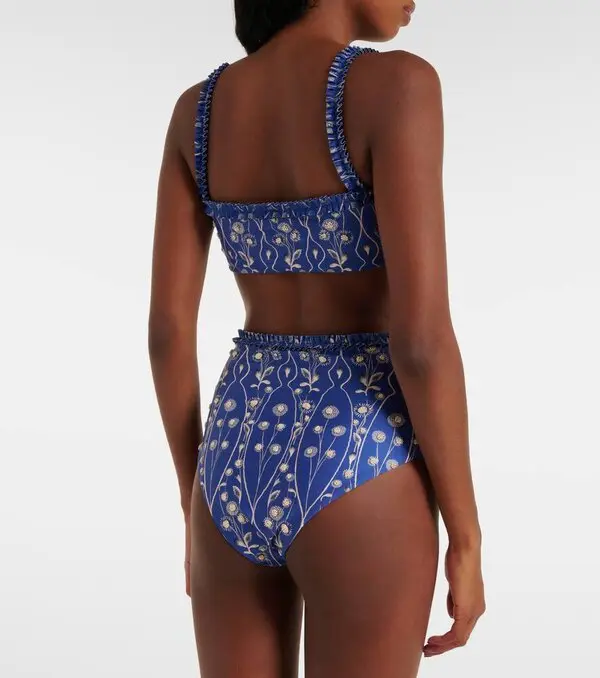 Agua Bendita Olmo Printed Bikini Top - Blue