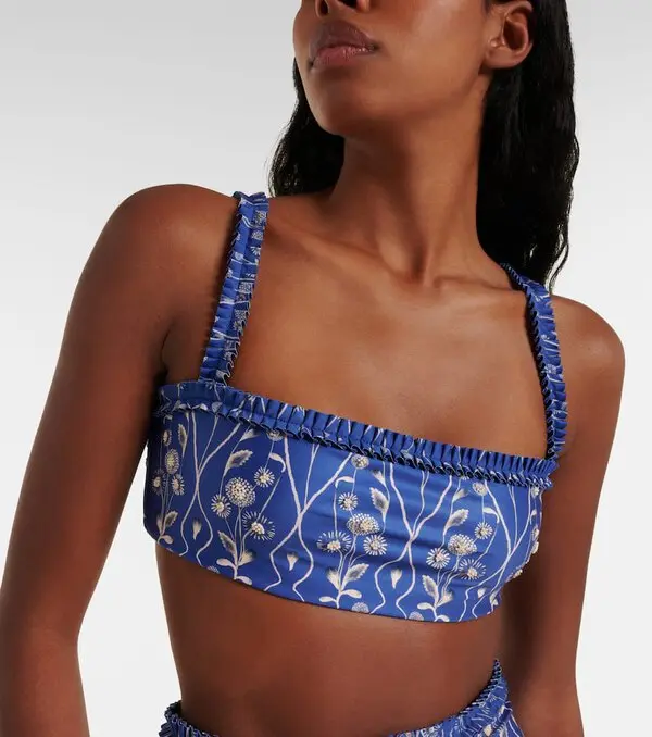 Agua Bendita Olmo Printed Bikini Top - Blue