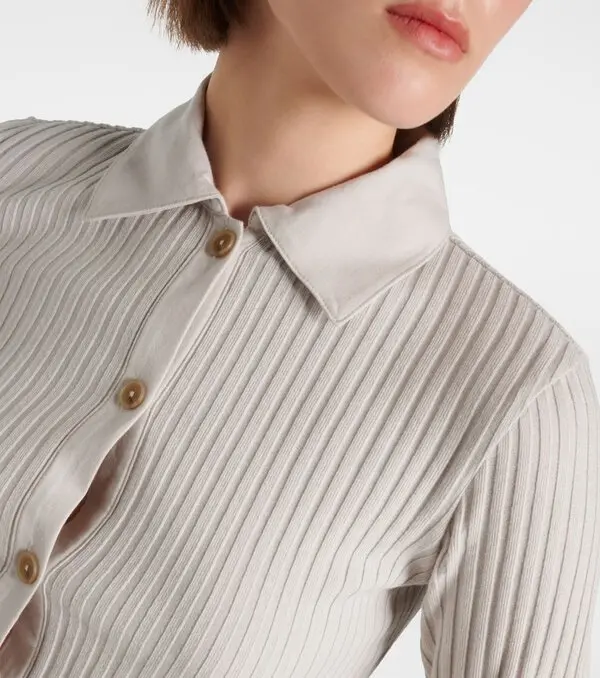 Vince Ribbed-knit Cotton-blend Polo Pullover - White