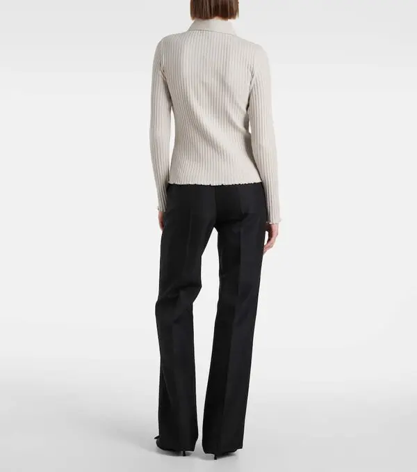 Vince Ribbed-knit Cotton-blend Polo Pullover - White