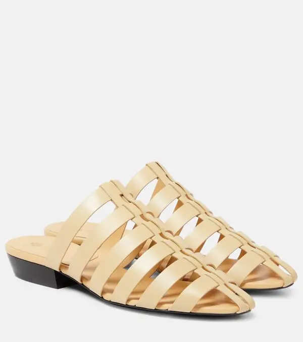 Loro Piana Kaede Leather Mules - Beige