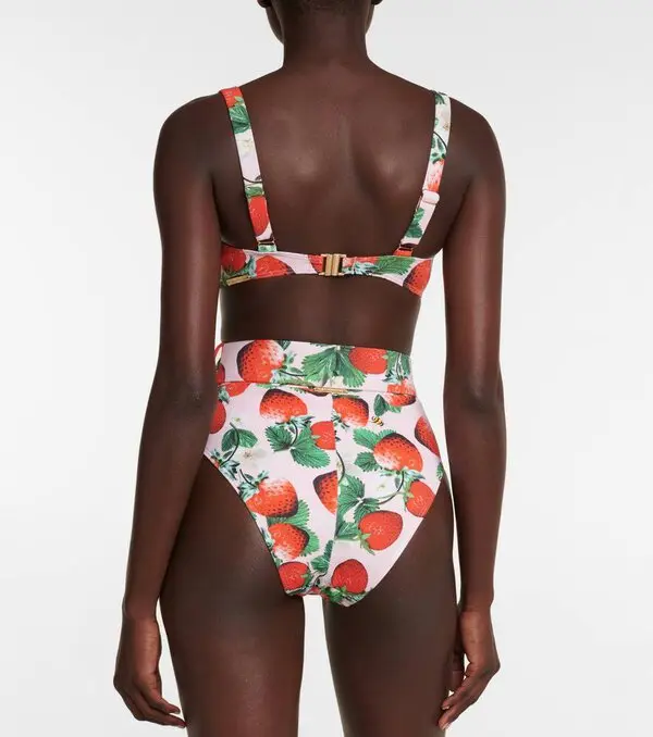 ALEXANDRA MIRO Ursula Printed Bikini Bottoms With Detachable Belt - Red