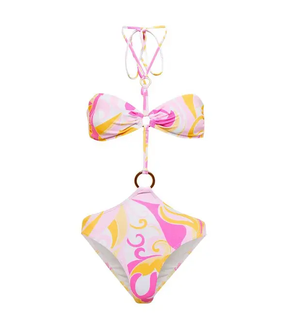 ALEXANDRA MIRO Dorothea Cutout Halterneck Swimsuit - Multicoloured