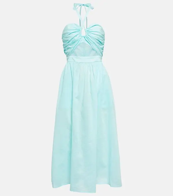 Marysia Cutout Cotton Midi Dress - Blue