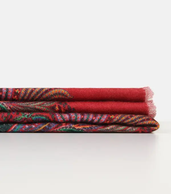 Etro Paisley And Checked Wool Throw