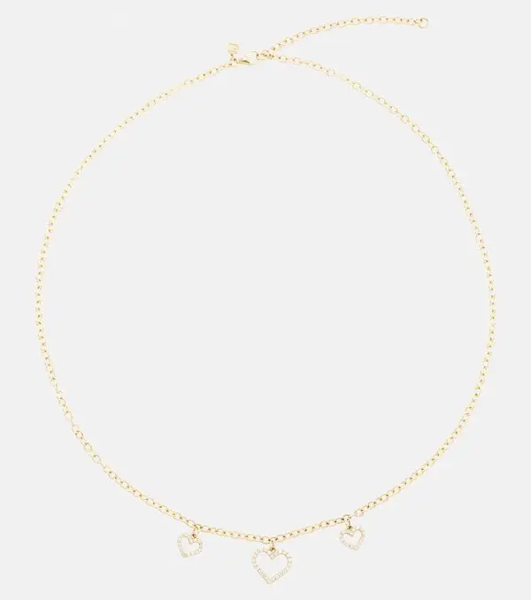 SYDNEY EVAN Three Heart Diamond Necklace - Gold