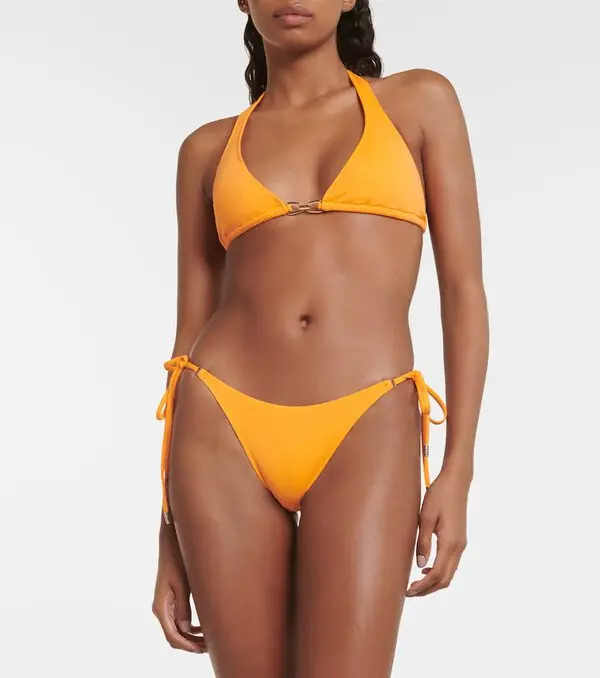 Melissa Odabash Antibes Low-rise Bikini Bottoms With Gold Hardware - Orange
