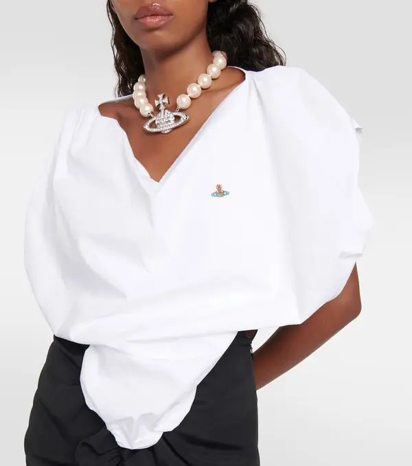 VIVIENNE WESTWOOD Heart Cotton Crop Top - White