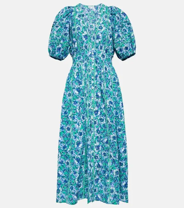 Poupette St Barth Reine Floral Print Midi Dress - Multicoloured