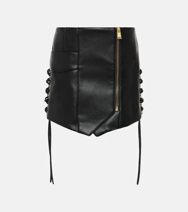 Simkhai Leather Mini Skirt - Black