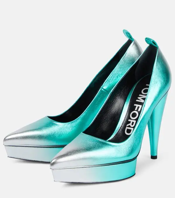 TOM FORD Metallic Leather Platform Pumps