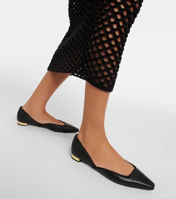 AQUAZZURA Maia Leather Ballet Flats