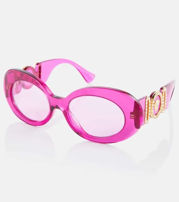 Versace Embellished Round Sunglasses - Pink