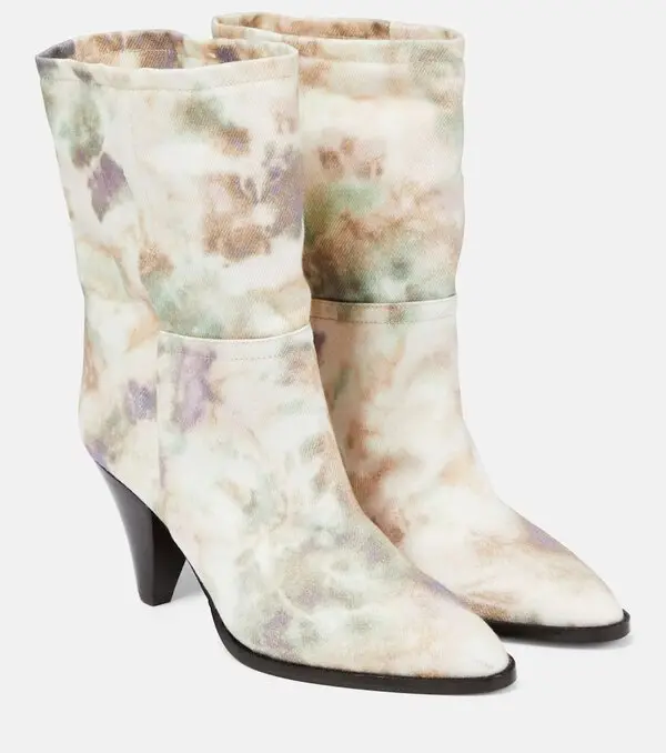 Isabel Marant Rouxa Printed Ankle Boots - Green