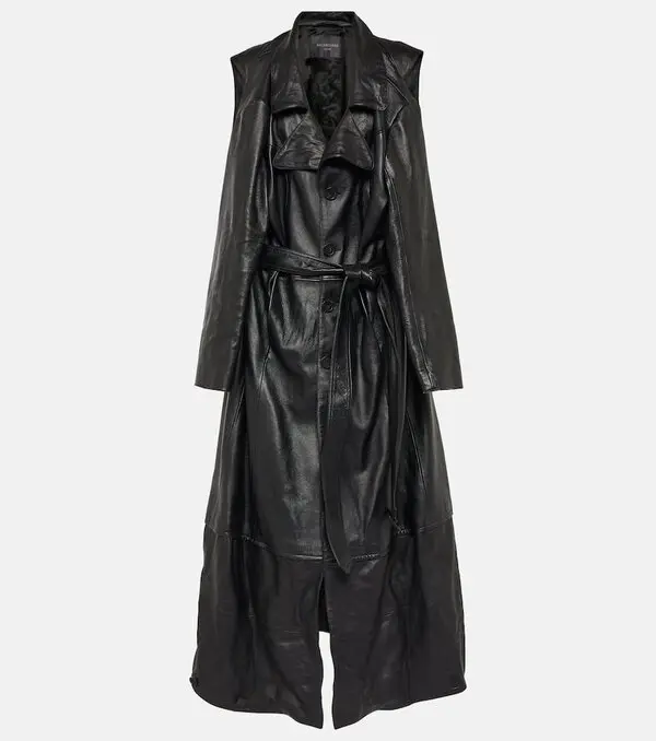 Balenciaga Single-breasted Leather Coat
