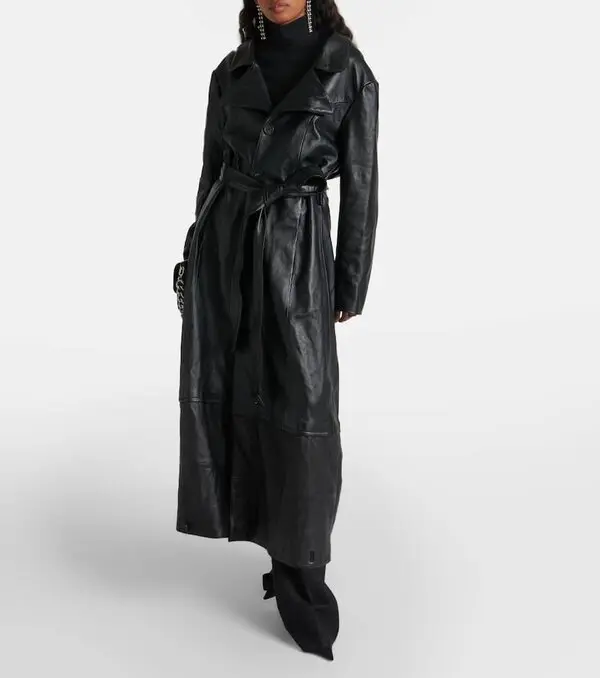 Balenciaga Single-breasted Leather Coat