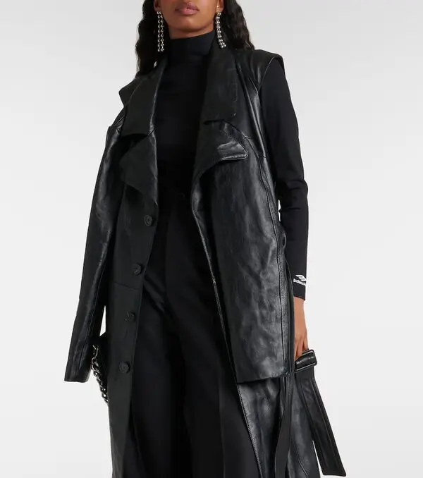 Balenciaga Single-breasted Leather Coat