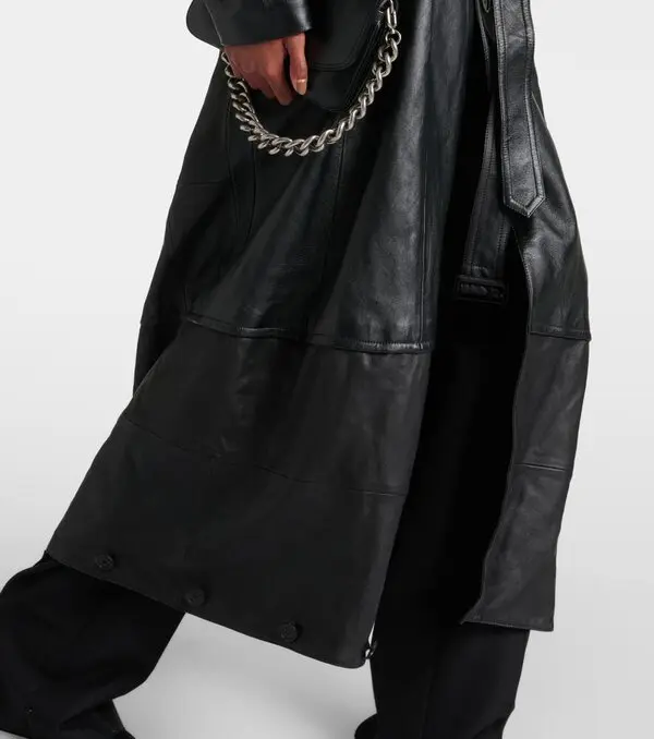 Balenciaga Single-breasted Leather Coat