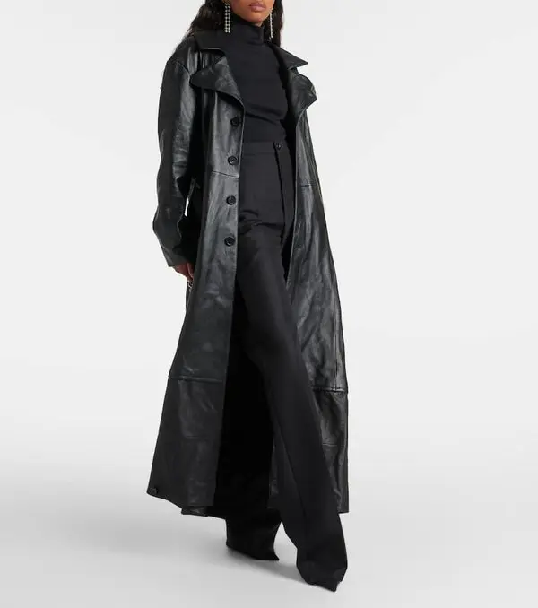 Balenciaga Single-breasted Leather Coat