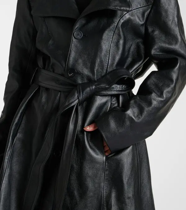 Balenciaga Single-breasted Leather Coat