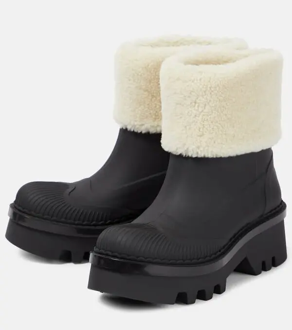 Chloé Raina Shearling-trimmed Ankle Boots