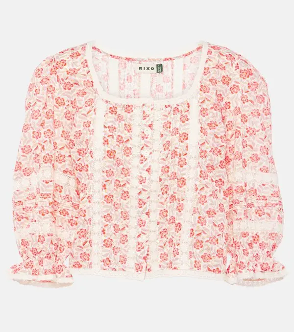 Rixo Jacques Floral Cotton Voile Top