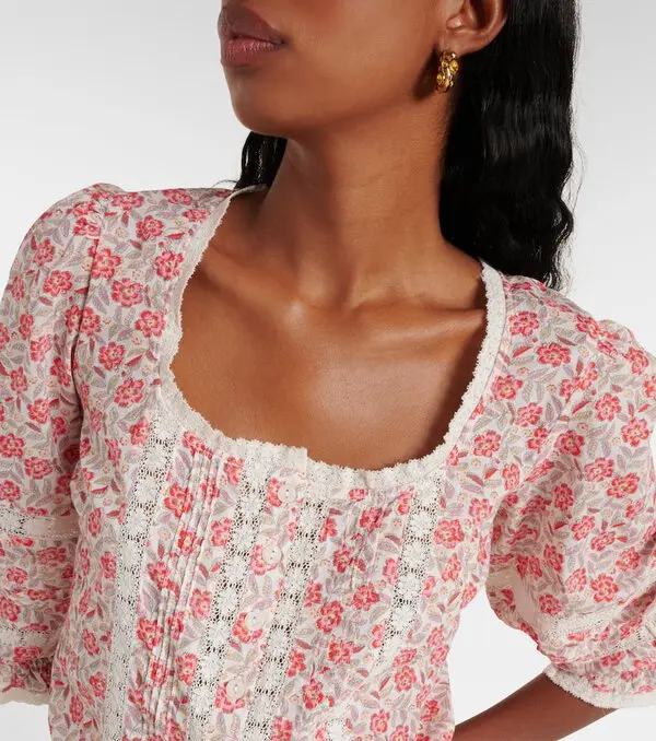 Rixo Jacques Floral Cotton Voile Top