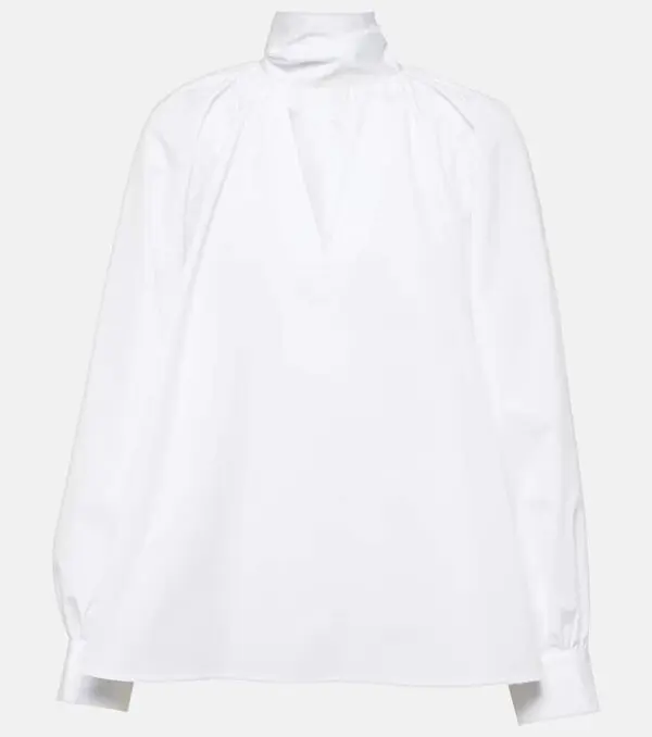 Co Cotton Poplin Blouse With Scarf Detail