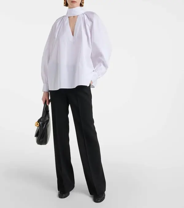 Co Cotton Poplin Blouse With Scarf Detail