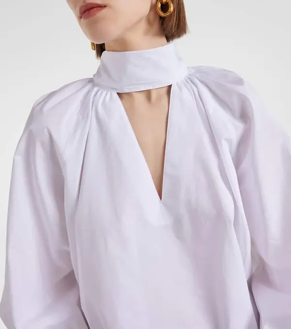 Co Cotton Poplin Blouse With Scarf Detail