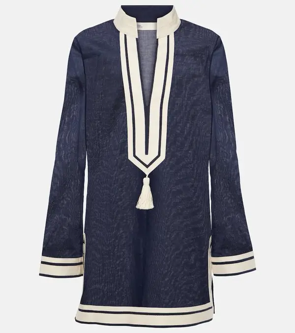 Tory Burch Tasseled Cotton Tunic - Blue