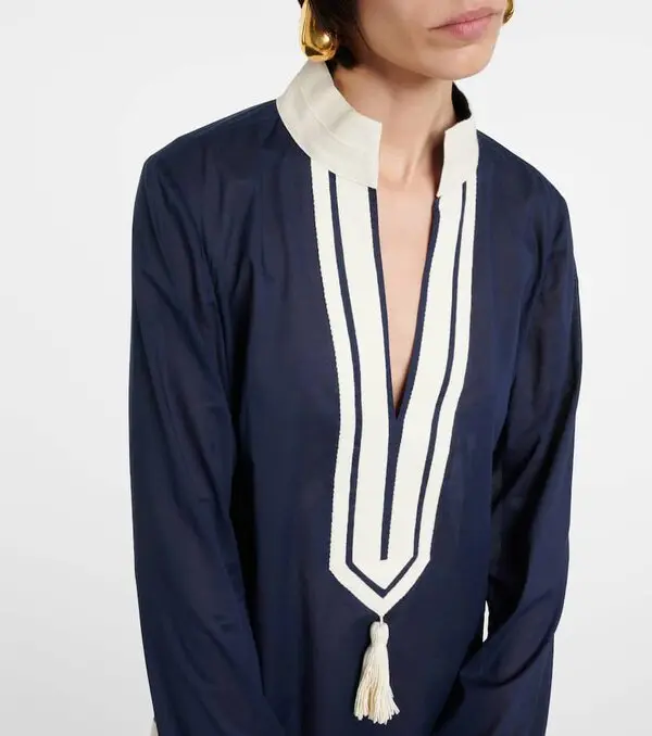 Tory Burch Tasseled Cotton Tunic - Blue