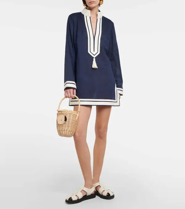 Tory Burch Tasseled Cotton Tunic - Blue