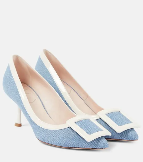 ROGER VIVIER Viv' In The City Leather-trimmed Pumps - Blue