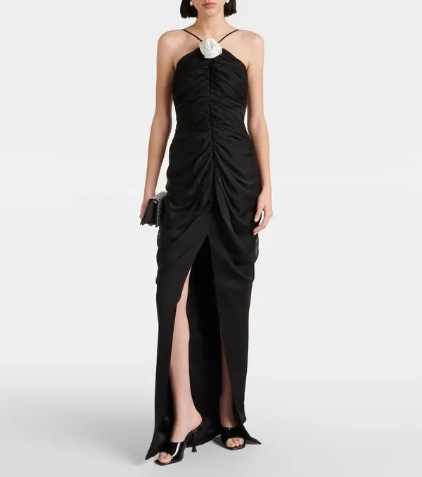 RASARIO Floral-applique Chiffon Gown