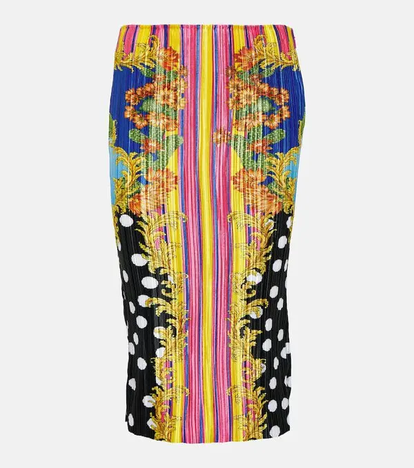 Versace Medusa Palm Springs Plisse Midi Skirt - Multicoloured