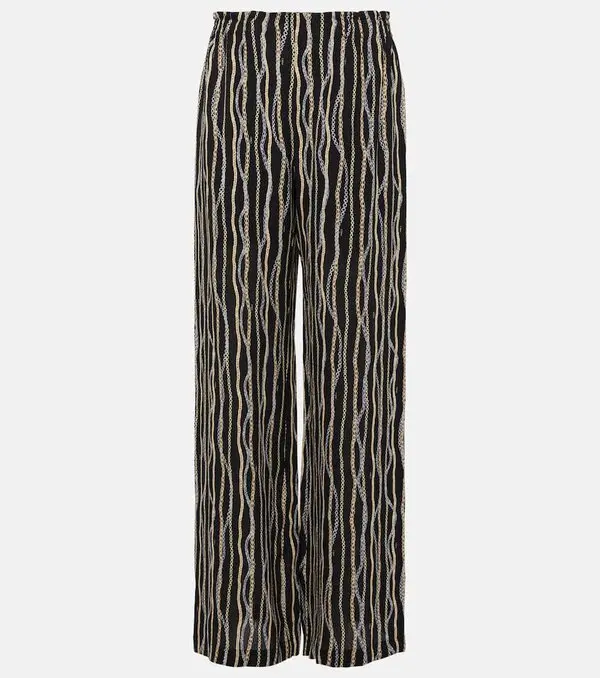 Chloé Printed Wide Leg Silk Pants