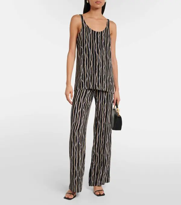 Chloé Printed Wide Leg Silk Pants