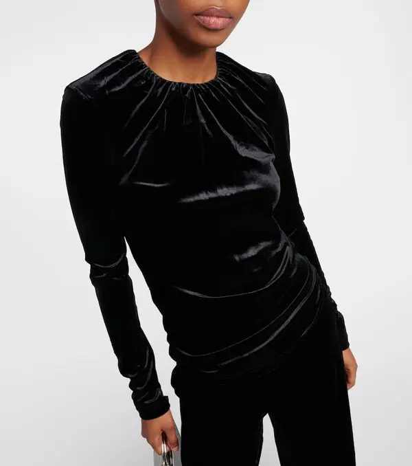 TOTEME Gathered Velvet Top